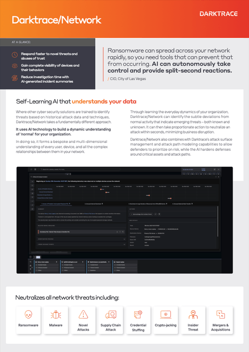 Darktrace/Network Product Brief | Data Sheet | Darktrace Resource